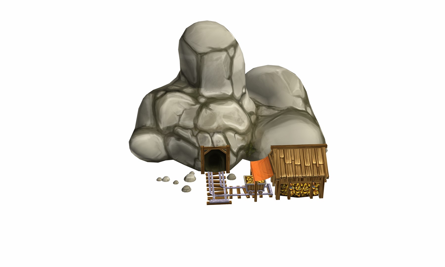 Gold Mine Low Poly 3D Model - TurboSquid 2200377