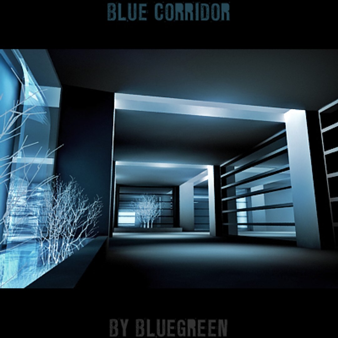 3dsmax unique blue corridor