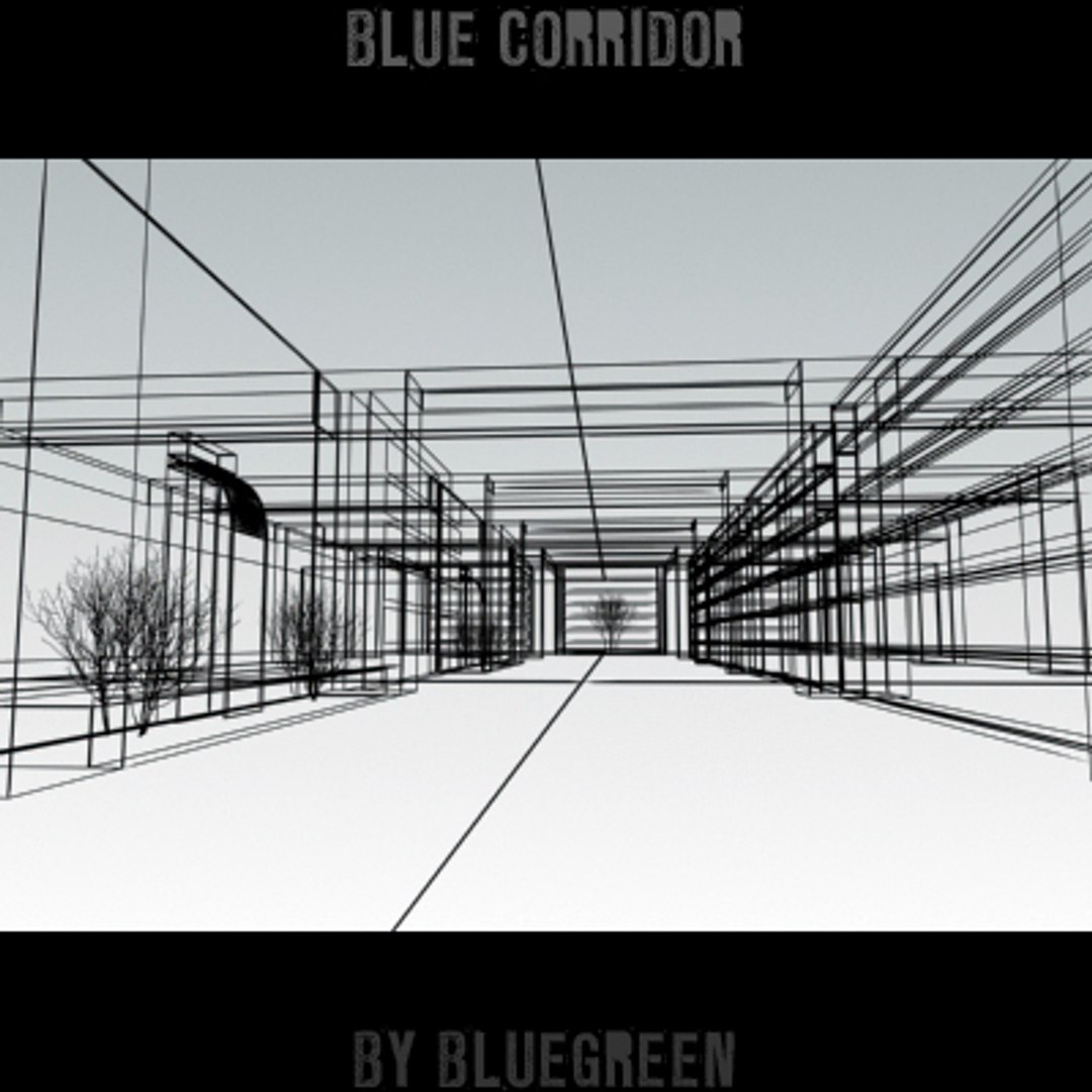 3dsmax unique blue corridor