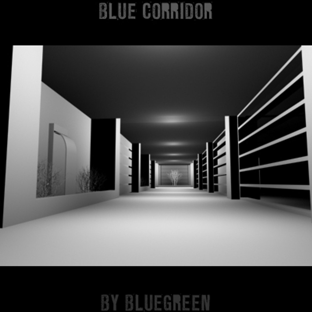 3dsmax unique blue corridor