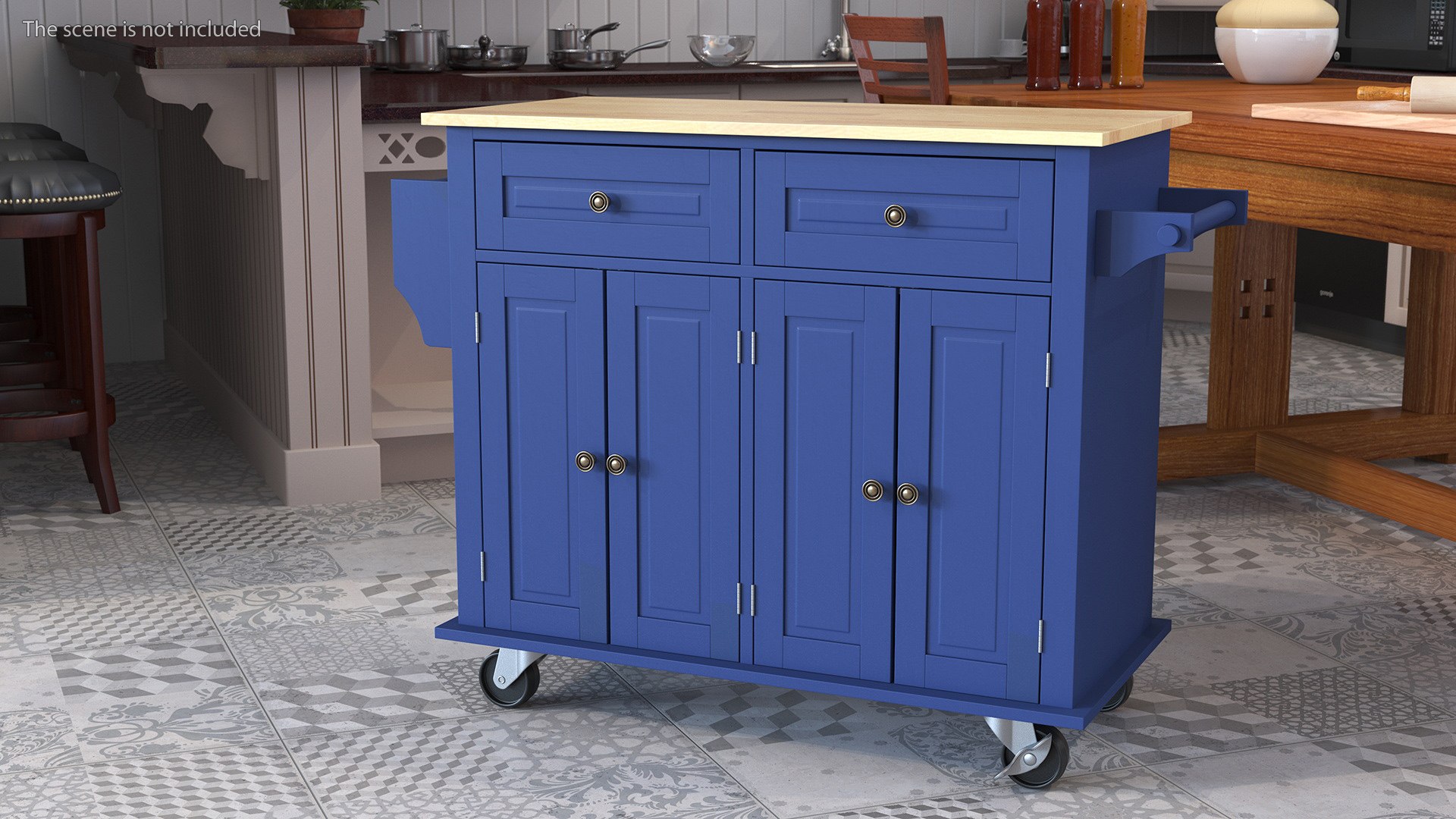Kitchen Cart On Wheels Blue Model - TurboSquid 2139401