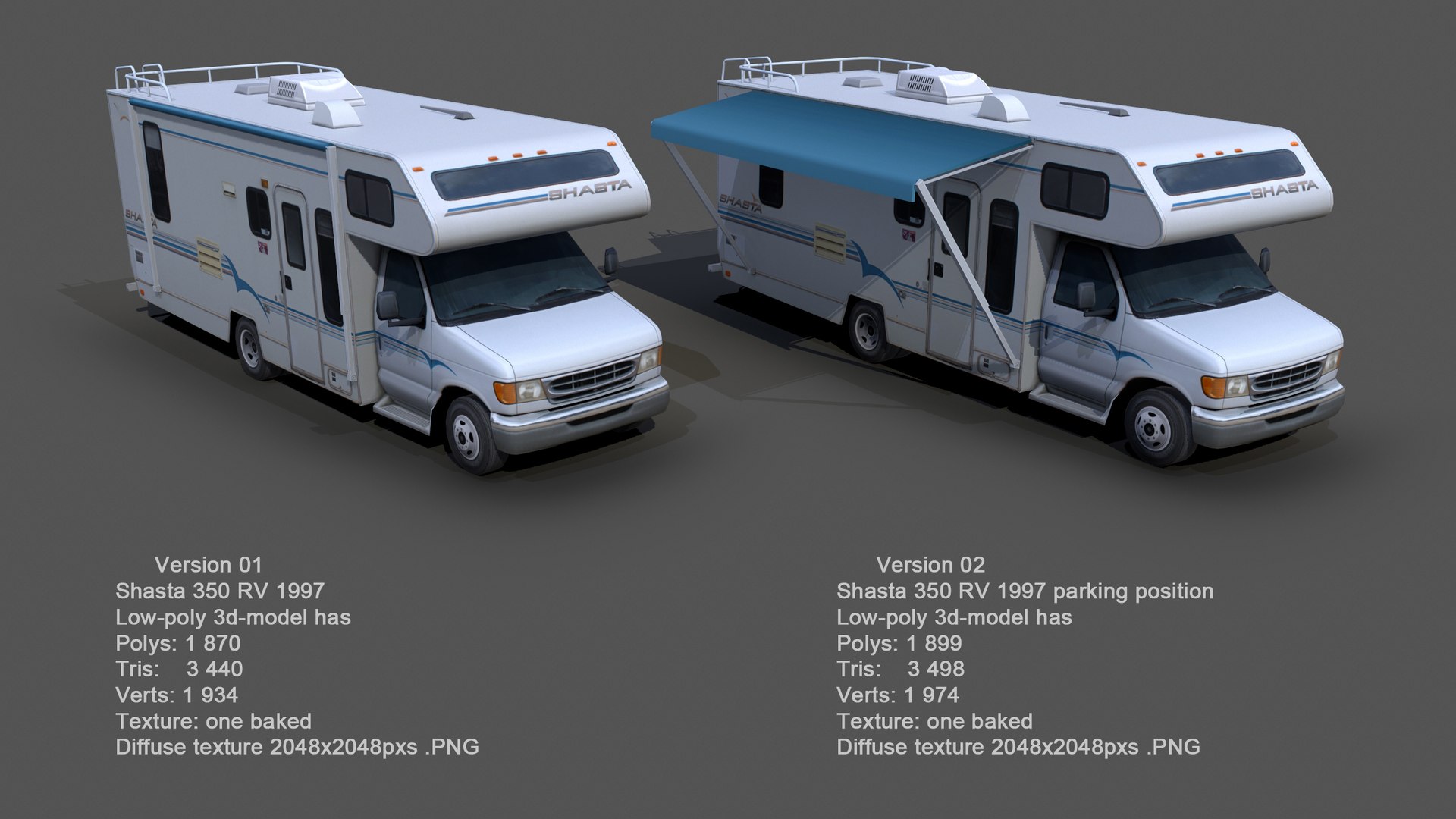 3D Shasta 350 RV 1997 model - TurboSquid 1784035