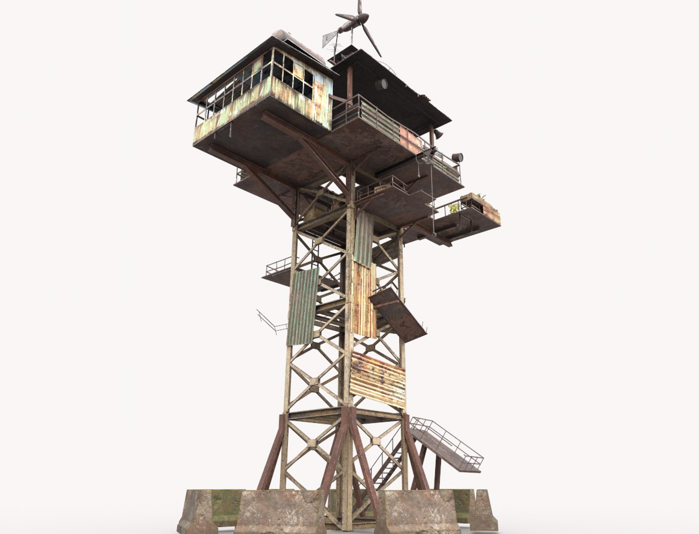 Post-Apocalyptic Watch Tower With Living Environment Model - TurboSquid ...