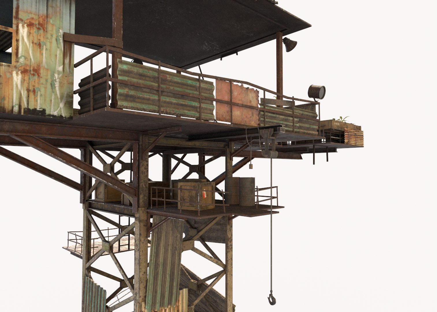 Post-Apocalyptic Watch Tower With Living Environment Model - TurboSquid ...