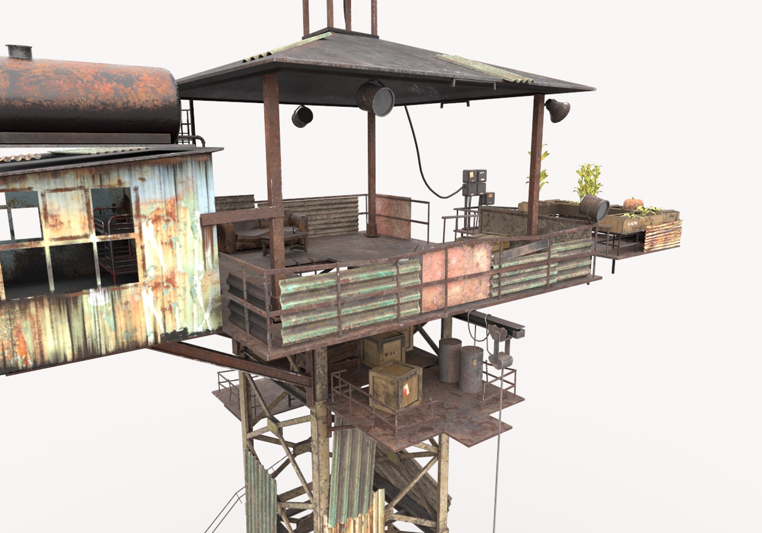 Post-Apocalyptic Watch Tower With Living Environment Model - TurboSquid ...