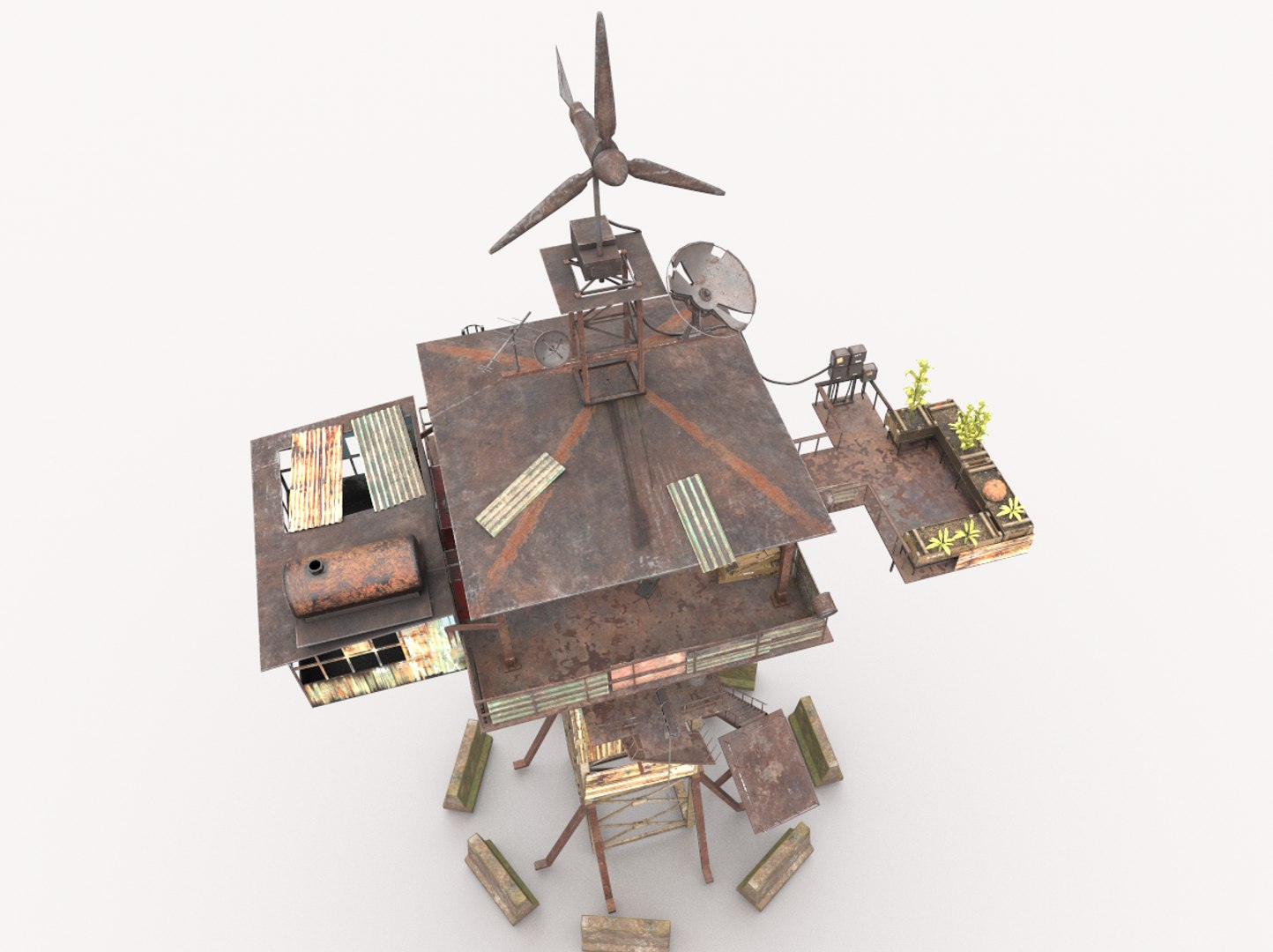 Post-Apocalyptic Watch Tower With Living Environment Model - TurboSquid ...