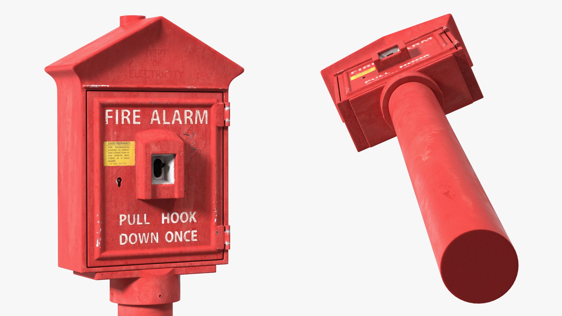 3D model Retro Fire Alarm Call Box Aged - TurboSquid 2076171