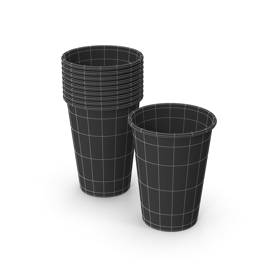 3D Stack Of Paper Cups Model - TurboSquid 1892638