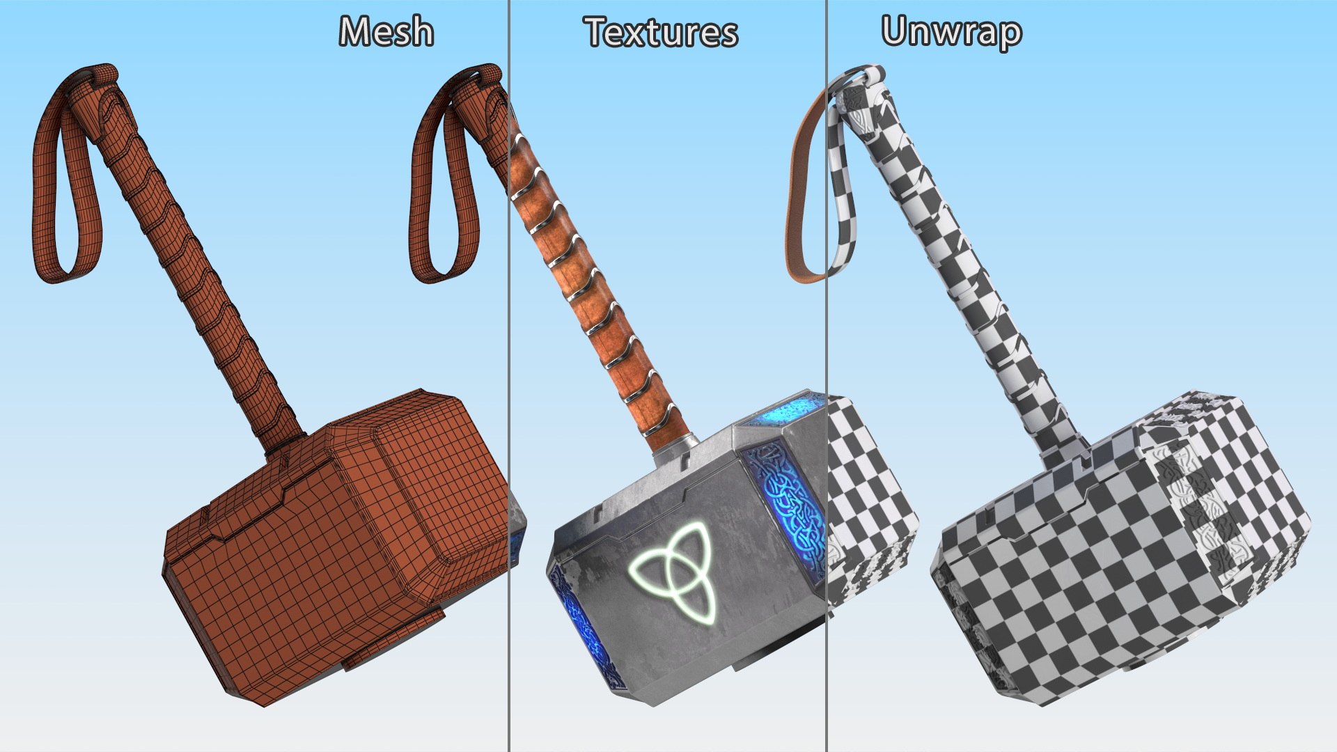 Thor Hammer Mjolnir Glowing Blue 3D - TurboSquid 2139318