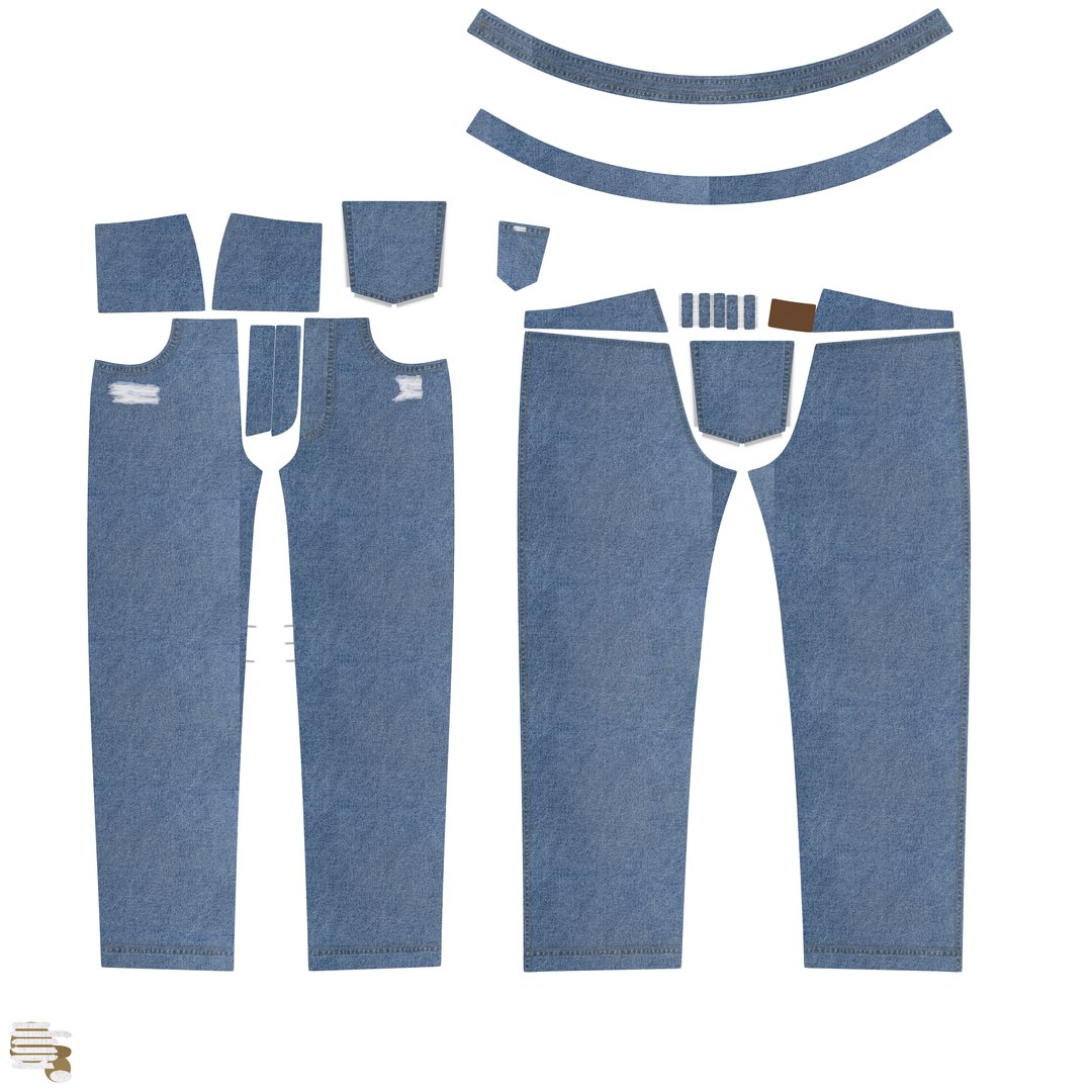 Female Denim Jean 3D Model - TurboSquid 2151914