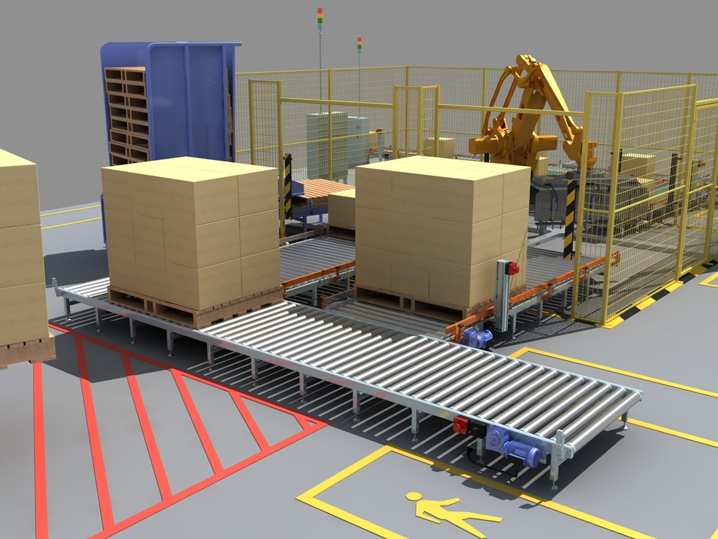 3D model palletizing cell scene 02 - TurboSquid 1206728