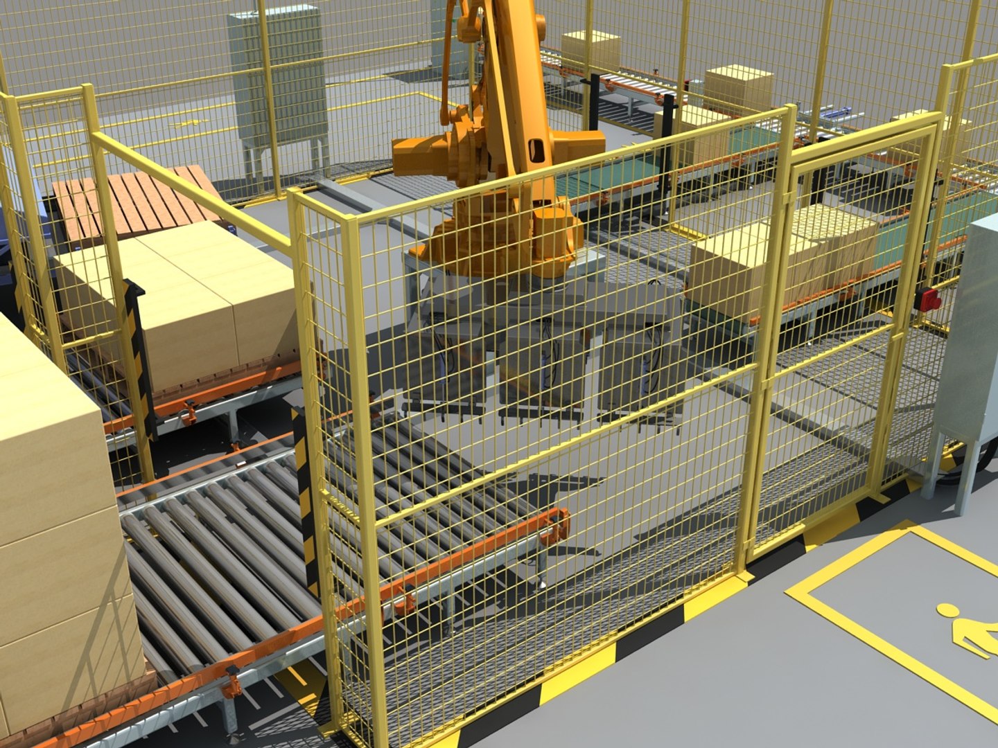 3D model palletizing cell scene 02 - TurboSquid 1206728