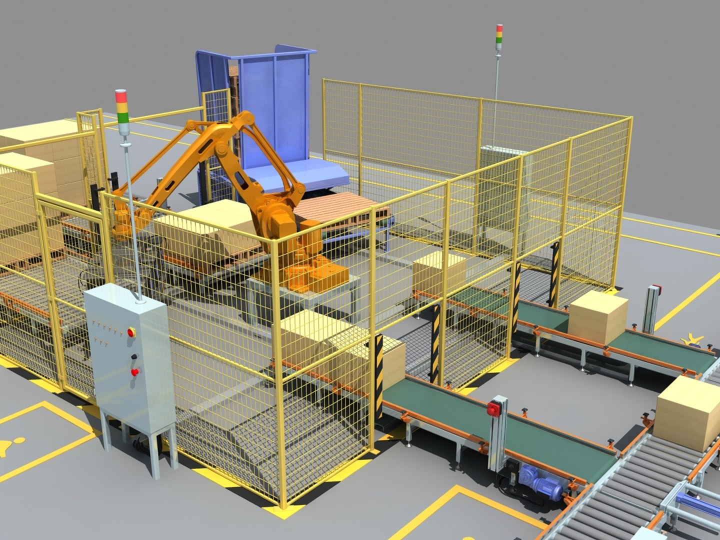3D model palletizing cell scene 02 - TurboSquid 1206728