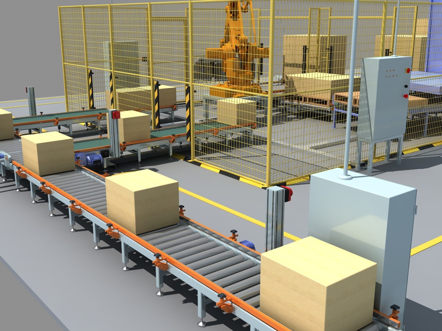 3D model palletizing cell scene 02 - TurboSquid 1206728