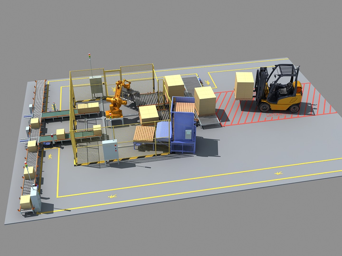 3D model palletizing cell scene 02 - TurboSquid 1206728