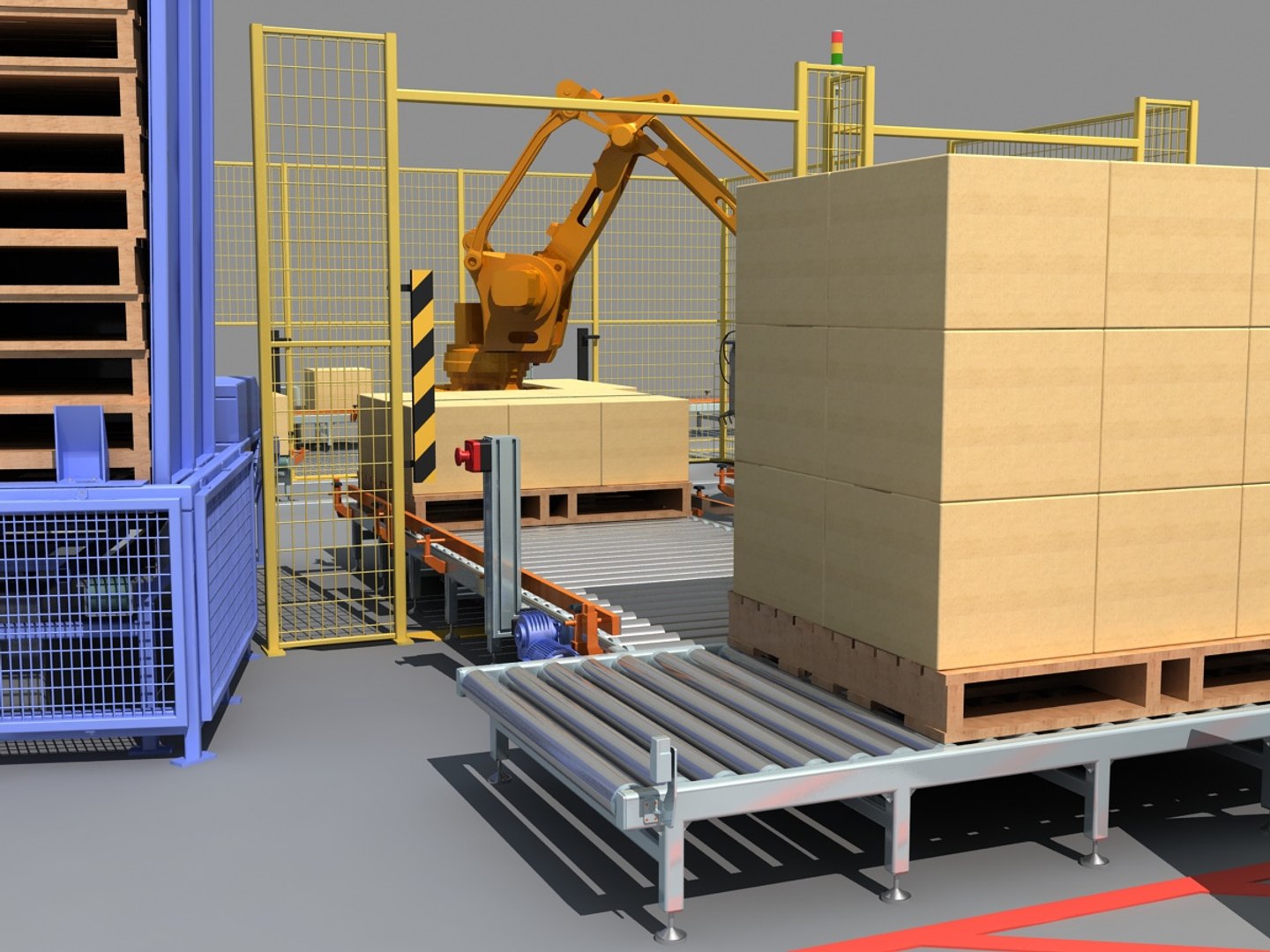 3D model palletizing cell scene 02 - TurboSquid 1206728