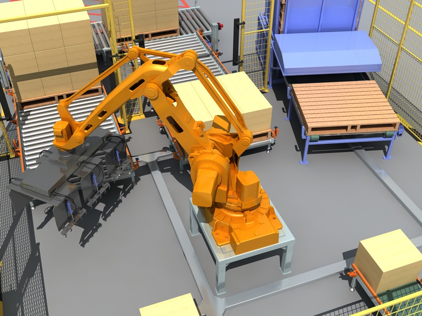 3D model palletizing cell scene 02 - TurboSquid 1206728