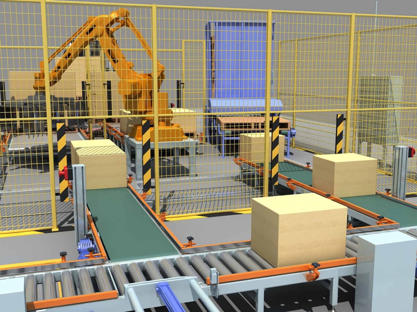 3D model palletizing cell scene 02 - TurboSquid 1206728