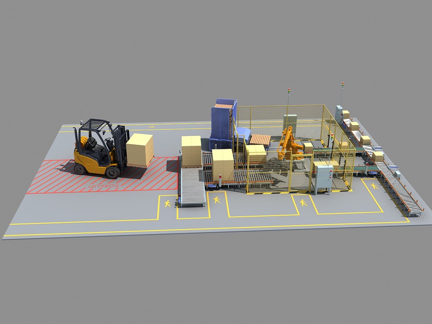 3D model palletizing cell scene 02 - TurboSquid 1206728