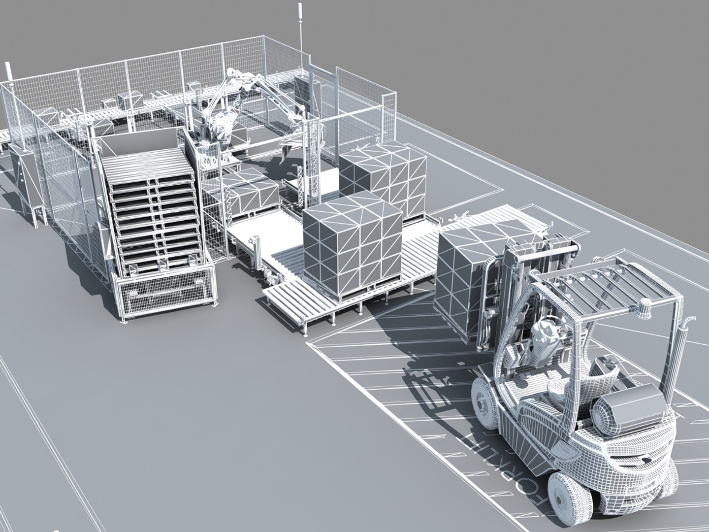 3D model palletizing cell scene 02 - TurboSquid 1206728