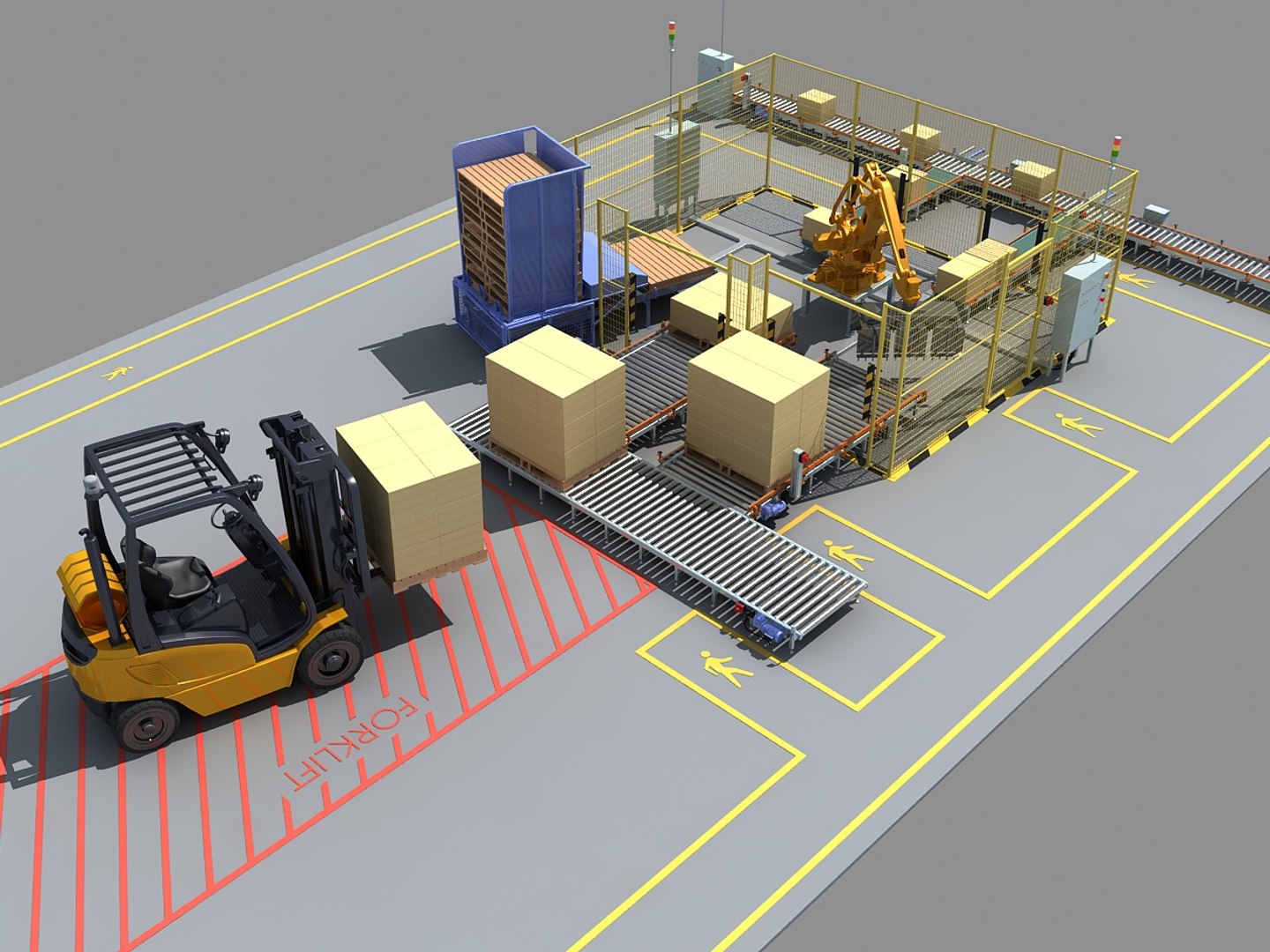 3D model palletizing cell scene 02 - TurboSquid 1206728