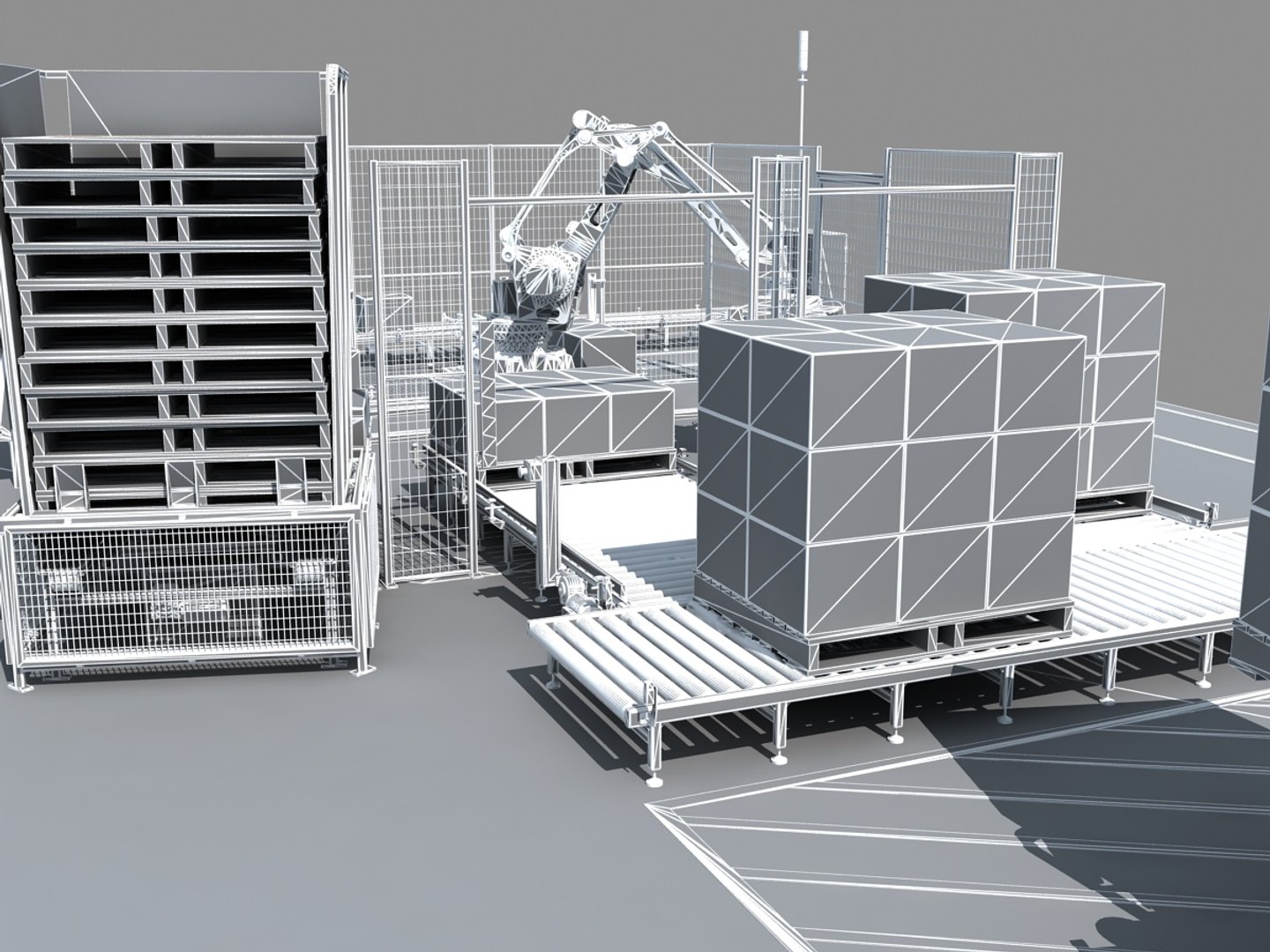 3D model palletizing cell scene 02 - TurboSquid 1206728