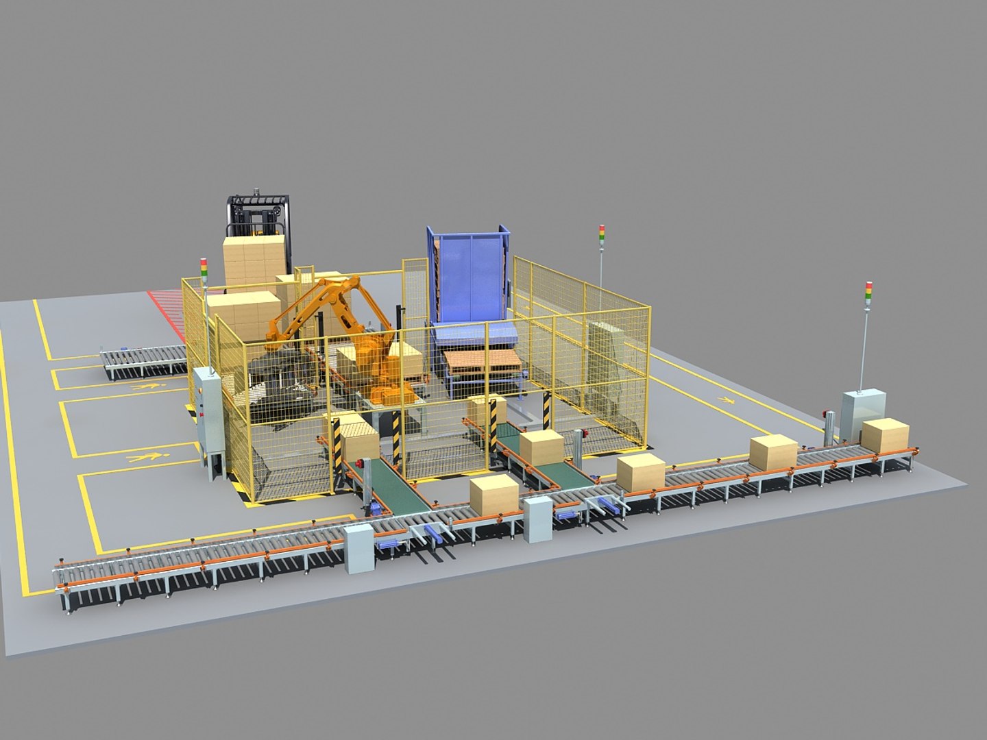 3D model palletizing cell scene 02 - TurboSquid 1206728
