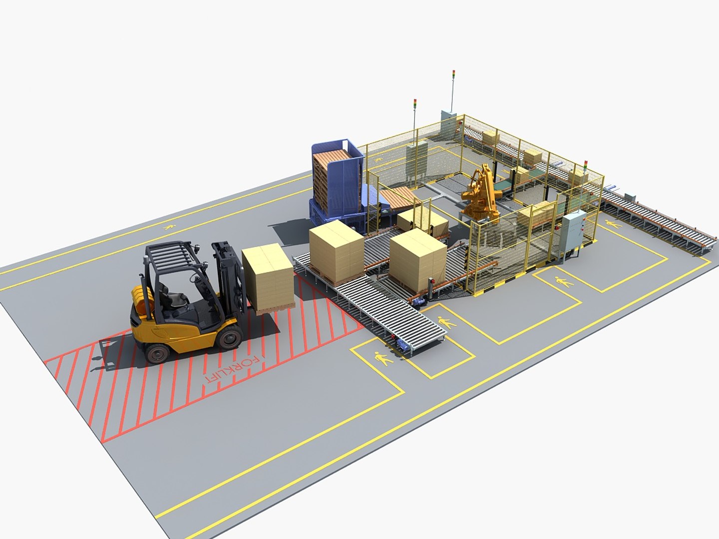 3D model palletizing cell scene 02 - TurboSquid 1206728