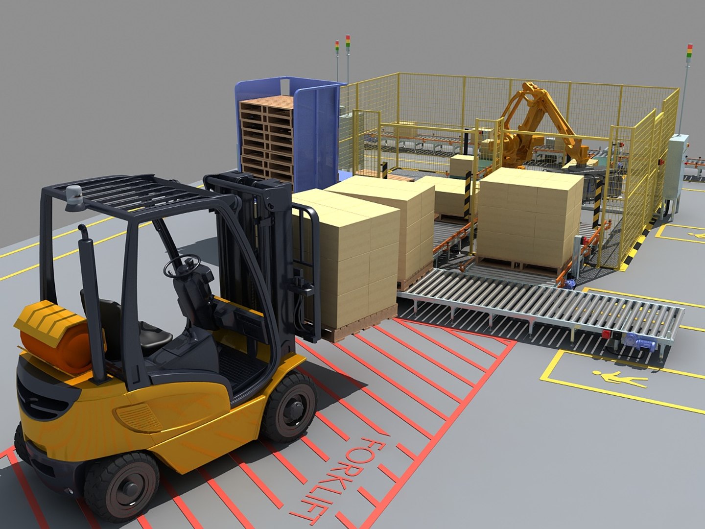 3D model palletizing cell scene 02 - TurboSquid 1206728