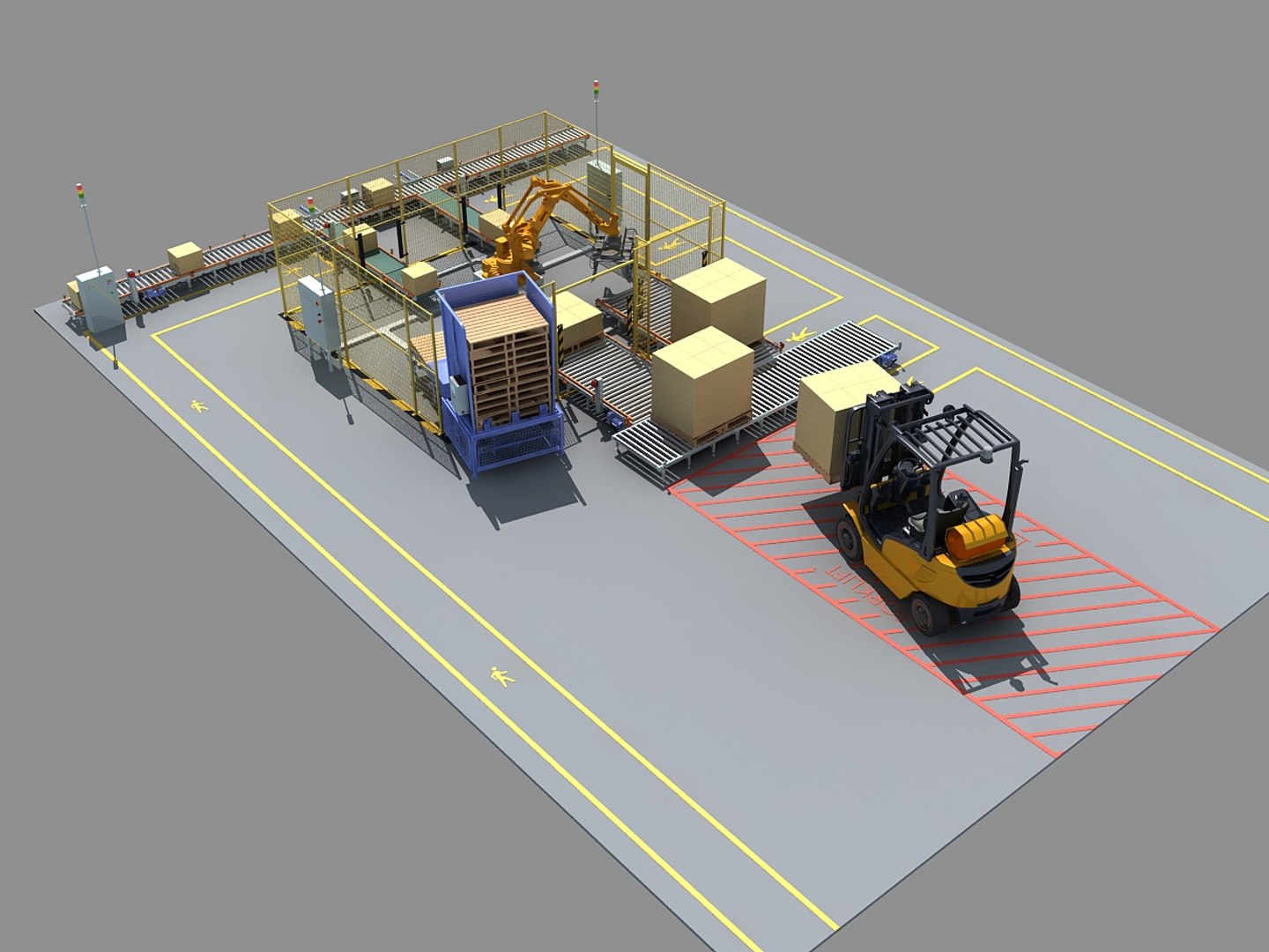 3D model palletizing cell scene 02 - TurboSquid 1206728