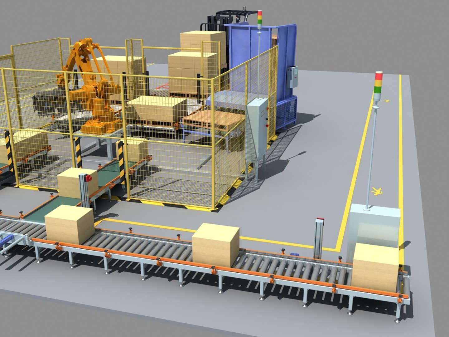 3D model palletizing cell scene 02 - TurboSquid 1206728