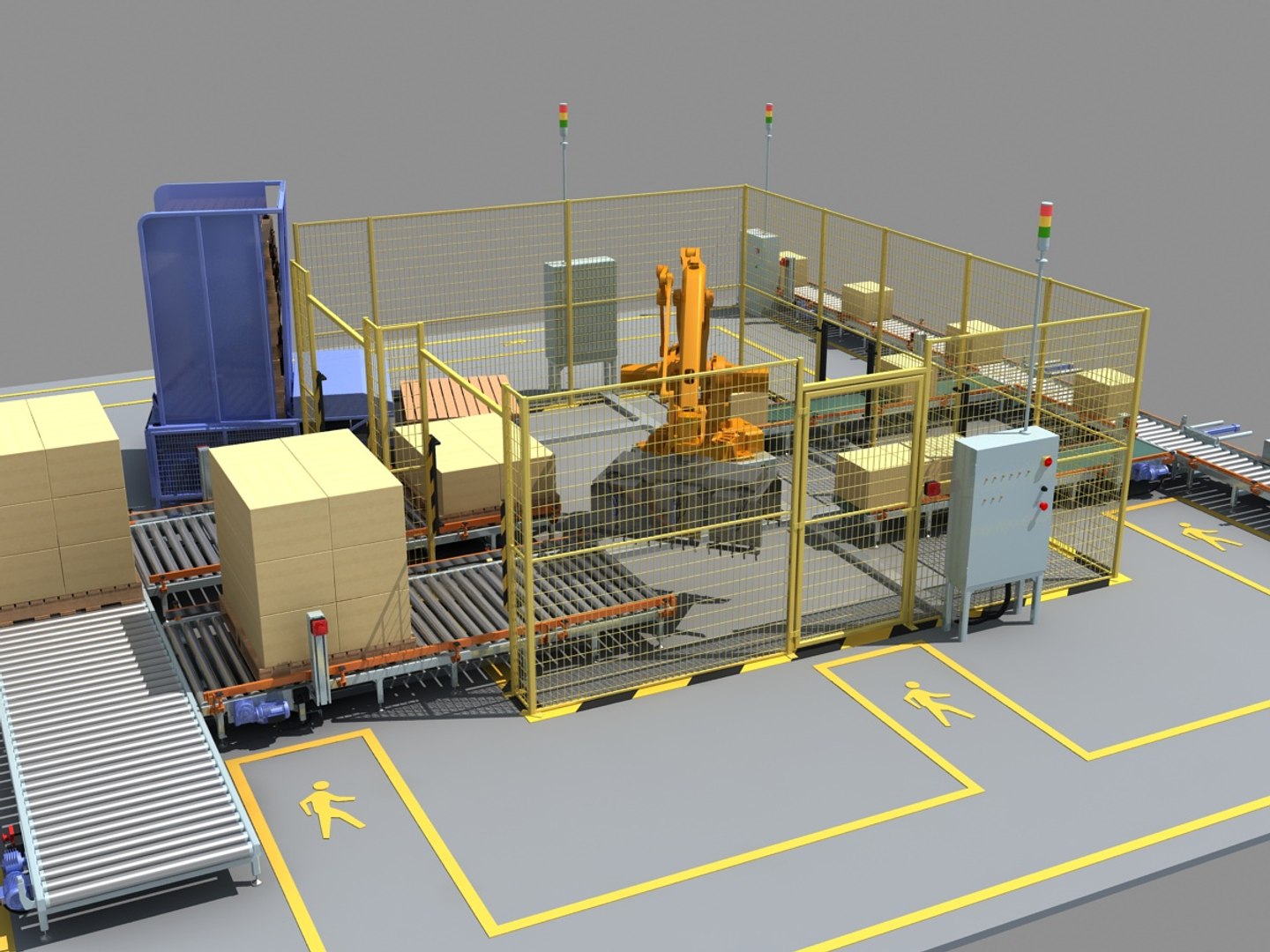 3D model palletizing cell scene 02 - TurboSquid 1206728