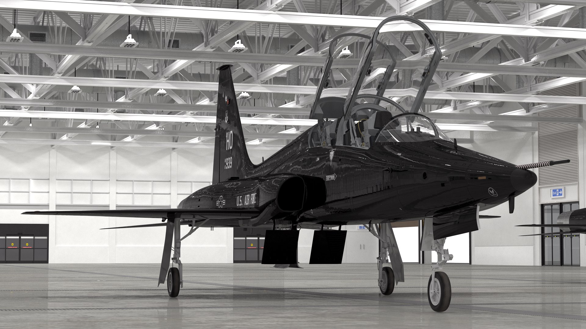 3D T-38 Talon USAF Jet Trainer Black Rigged For Maya - TurboSquid 2235923