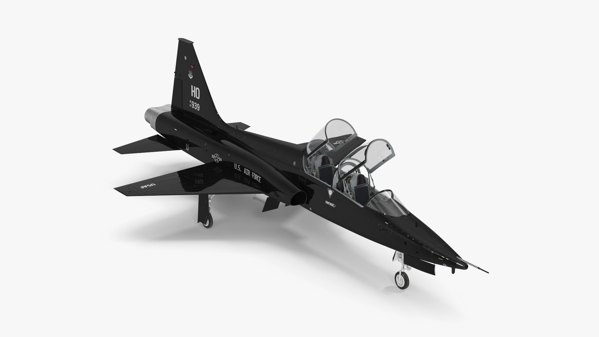 3D T-38 Talon USAF Jet Trainer Black Rigged For Maya - TurboSquid 2235923