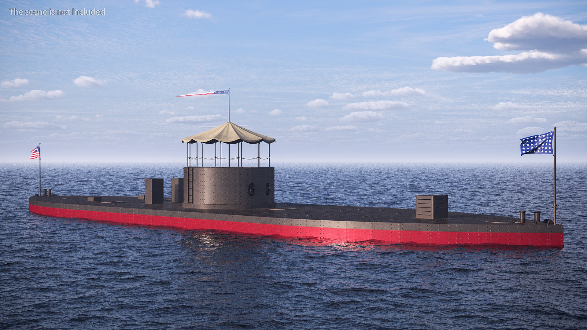 3D USS Monitor With Tower New - TurboSquid 2210670