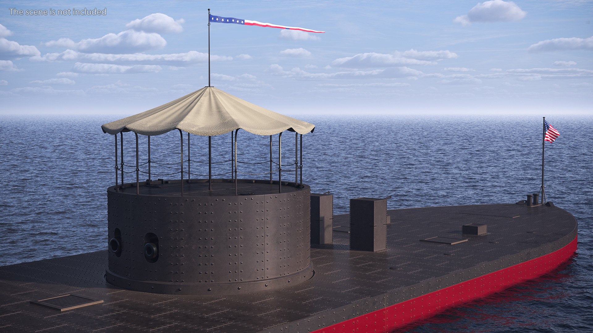 3D USS Monitor With Tower New - TurboSquid 2210670