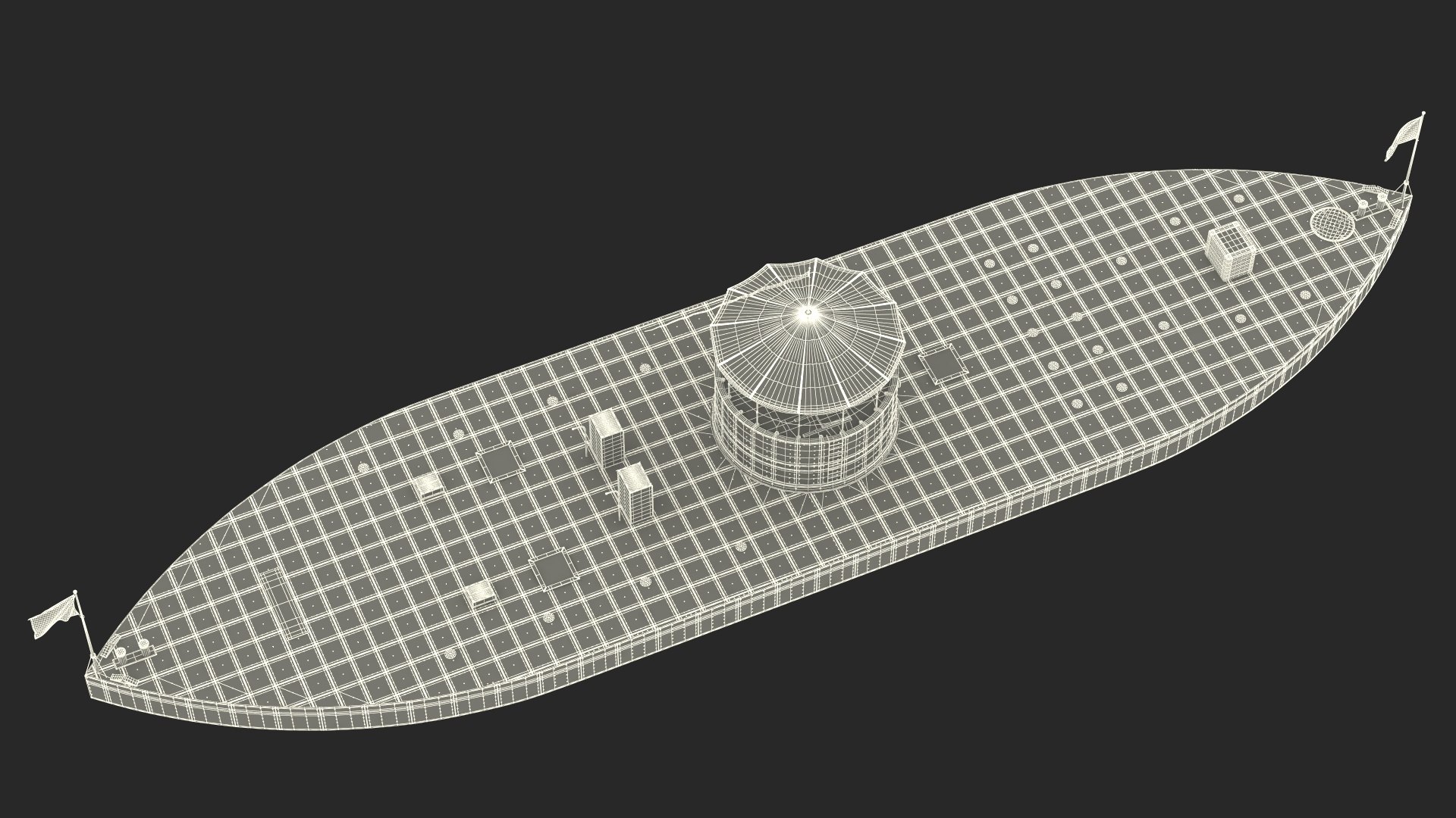 3D USS Monitor With Tower New - TurboSquid 2210670