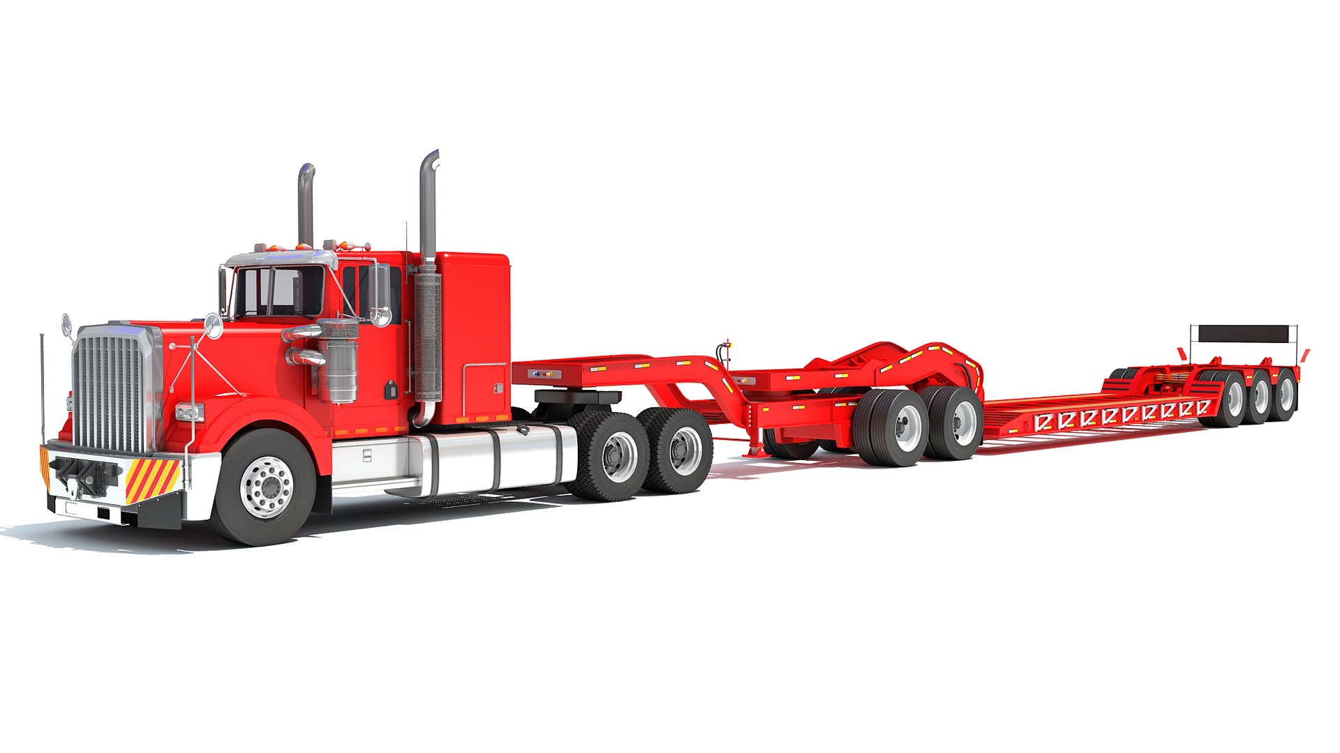 Semi Truck With Lowboy Trailer 3D Model - TurboSquid 2038402