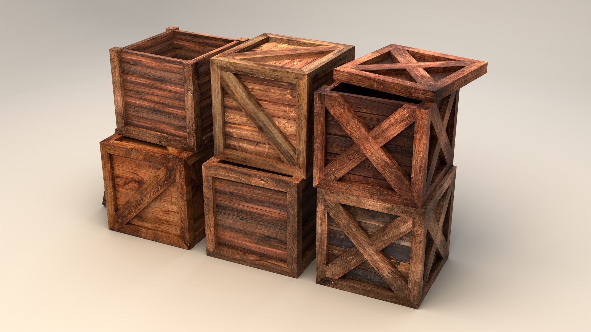 Wooden Boxes 3D - TurboSquid 2002243