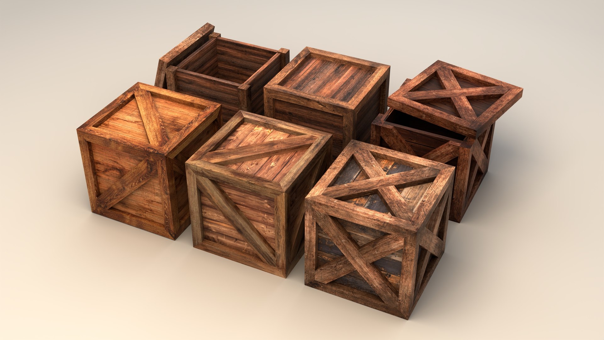 Wooden Boxes 3D - TurboSquid 2002243