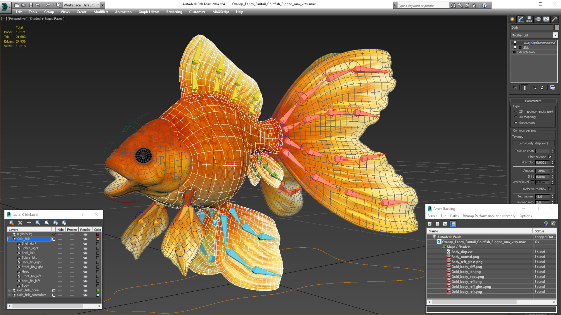 Orange Fancy Fantail Goldfish Rigged 3D model - TurboSquid 1760367