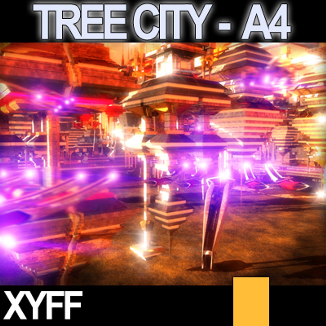 3d model of xyff tree city block