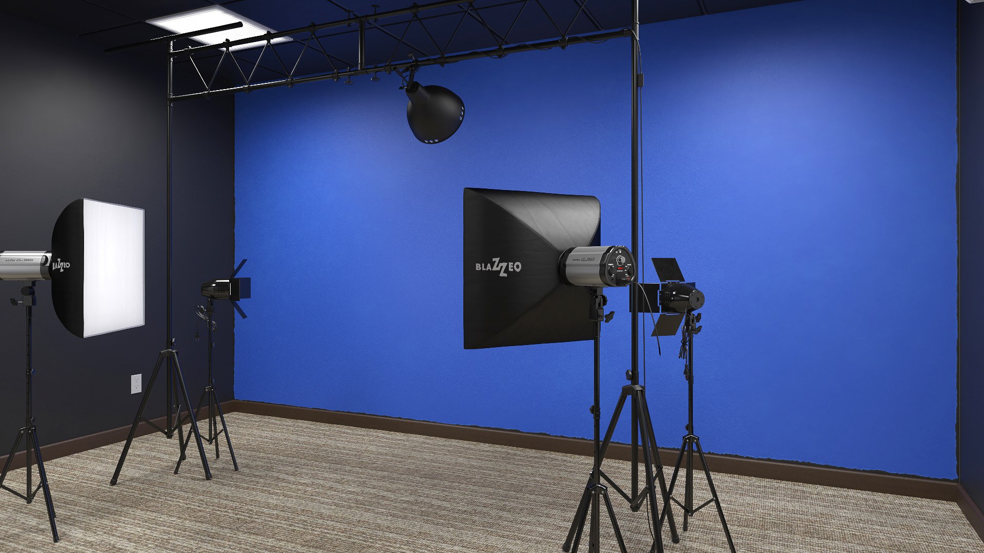 3D Professional Photography Studio Setup Blue - TurboSquid 2302622
