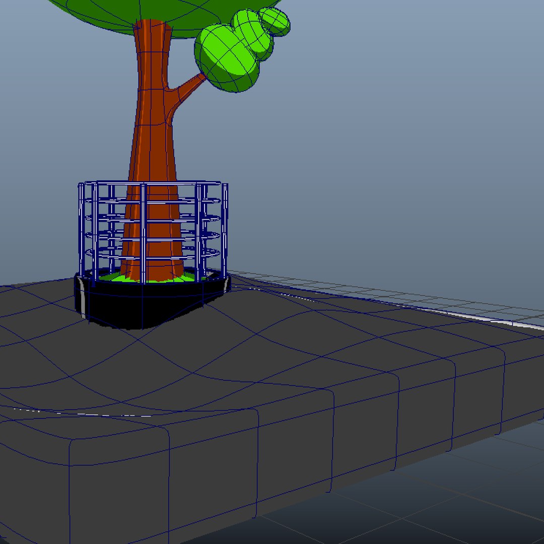 isometric toon tree 3d obj