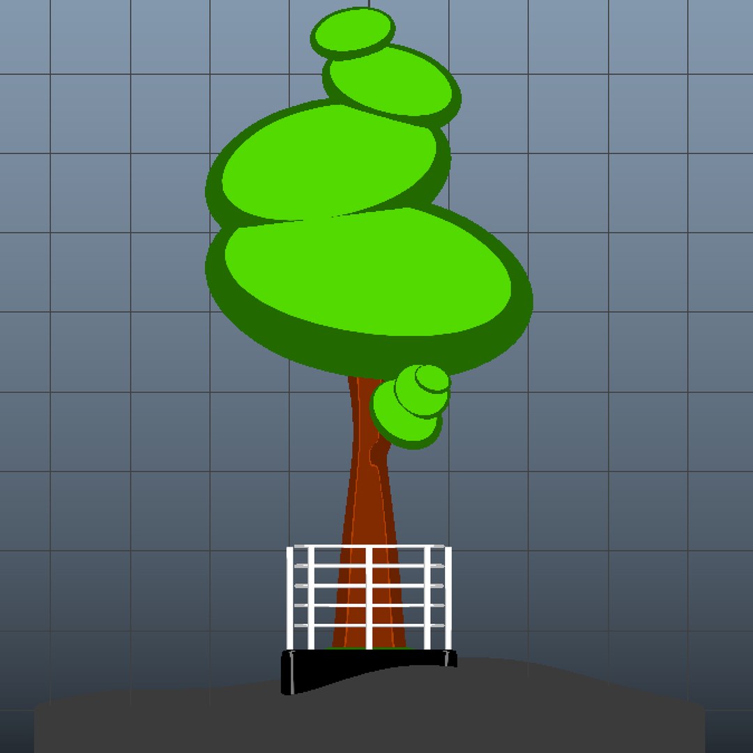isometric toon tree 3d obj