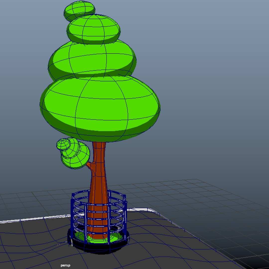 isometric toon tree 3d obj