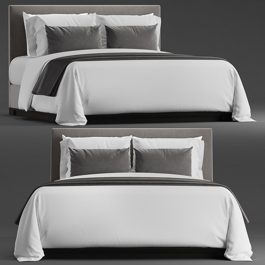 3D Model Simple Bed For Hotel Guestroom 3 - TurboSquid 1727395