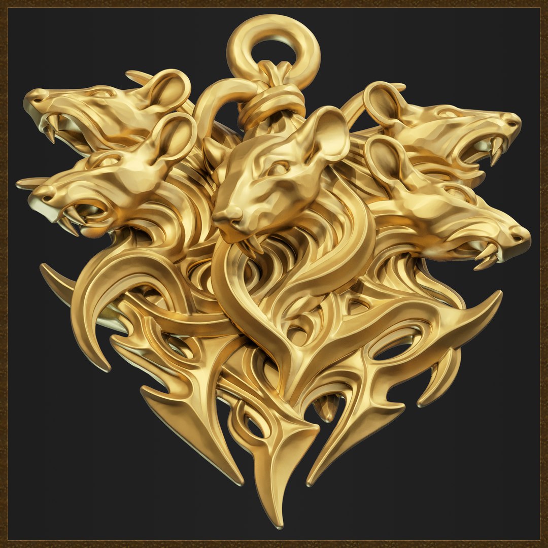 3D Rat King Mice Tribal Pendant - TurboSquid 2430619