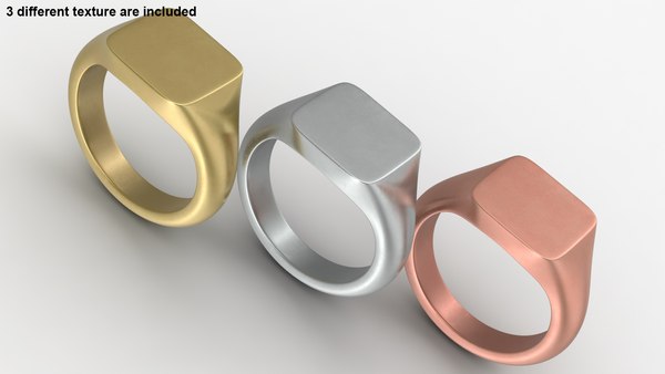 Square signet ring 3D model - TurboSquid 1650620