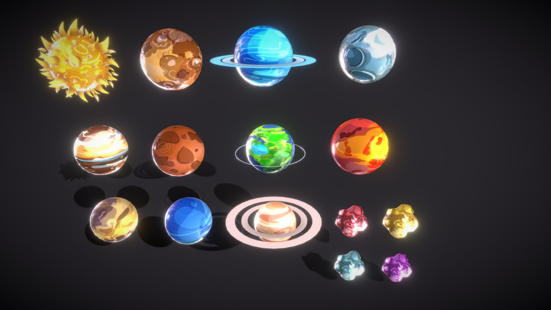 Cartoon Solar System1 3D Model - TurboSquid 2134181